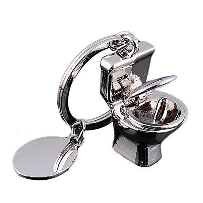 Key Ring Keyfob Keychains Gift Creative Toilet Lovely Keyrings Silver ...