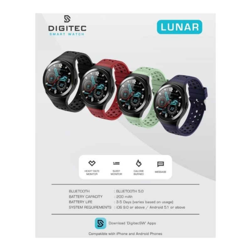 Digitec Smartwatch LUNAR Original H4HX | Shopee Thailand