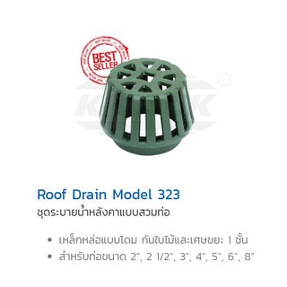 KNACK Roof Drain 323 รูฟเดรน เหล็กหล่อ ชุดระบายน้ำหลังคา ตะแกรงน้ำทิ้ง ...