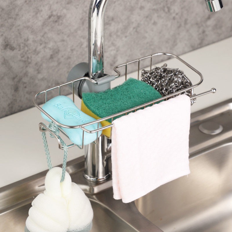 Telescopic Sink Rack With Detachable Rod Kitchen Expandable Storage