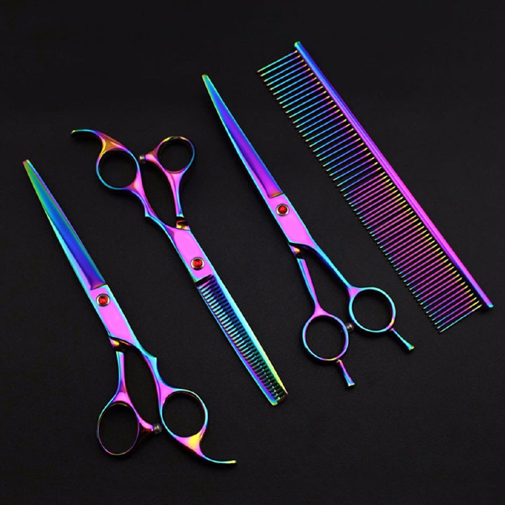 Pet Hair Cut Colorful Scissors Clippers Flat Tooth Cut Pets Beauty ...