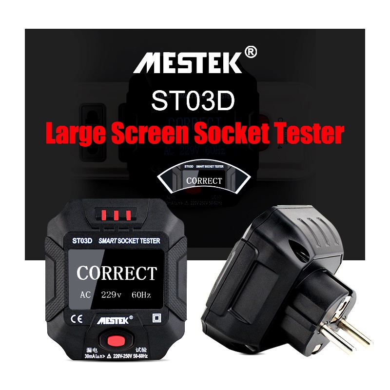 MESTEK Socket Tester Outlet Tester EU Plug Automatic Electric Circuit ...