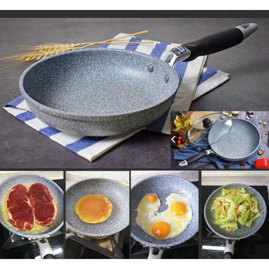 OriginalReady stockJapanese Non Stick Pan Set Marble Stone Wok 28cm ...