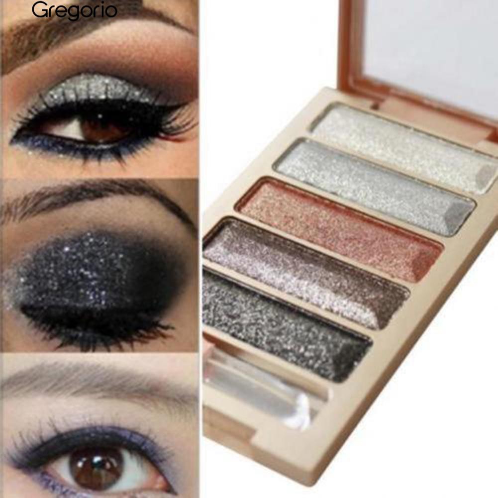 5 สี Shimmer Eyeshadow Palette เครื่องสำอาง Glitter ชุดแต่งหน้าอายแชโด ...