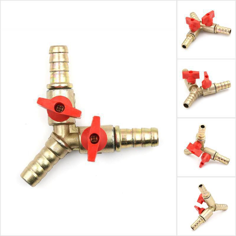 【GoldenSilver】3 Way Tee Brass Y Shut off Ball Valve 3/8" 10mm Barb Fuel ...