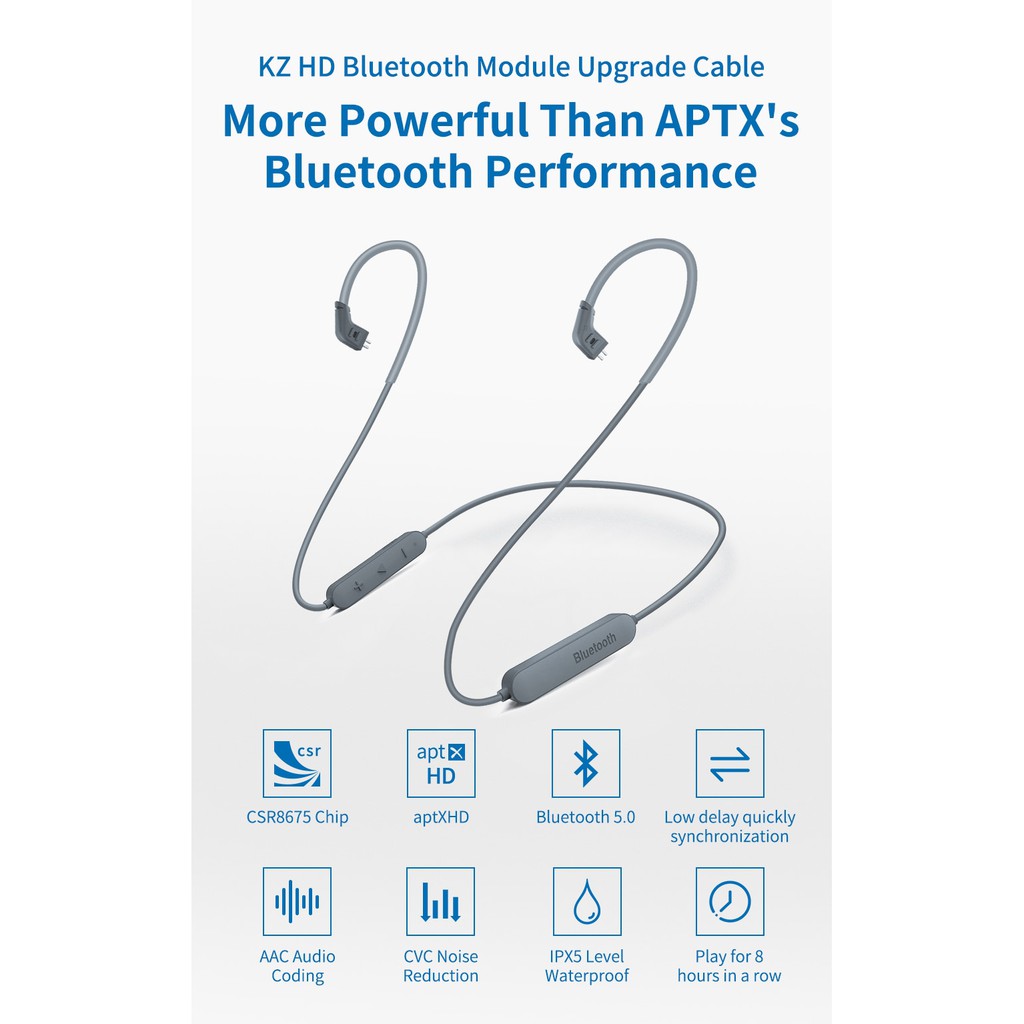 KZ Bluetooth Extra APTX HD สาย Bluetooth 5.0 ของแท้ ประกันศูนย์ไทย ...