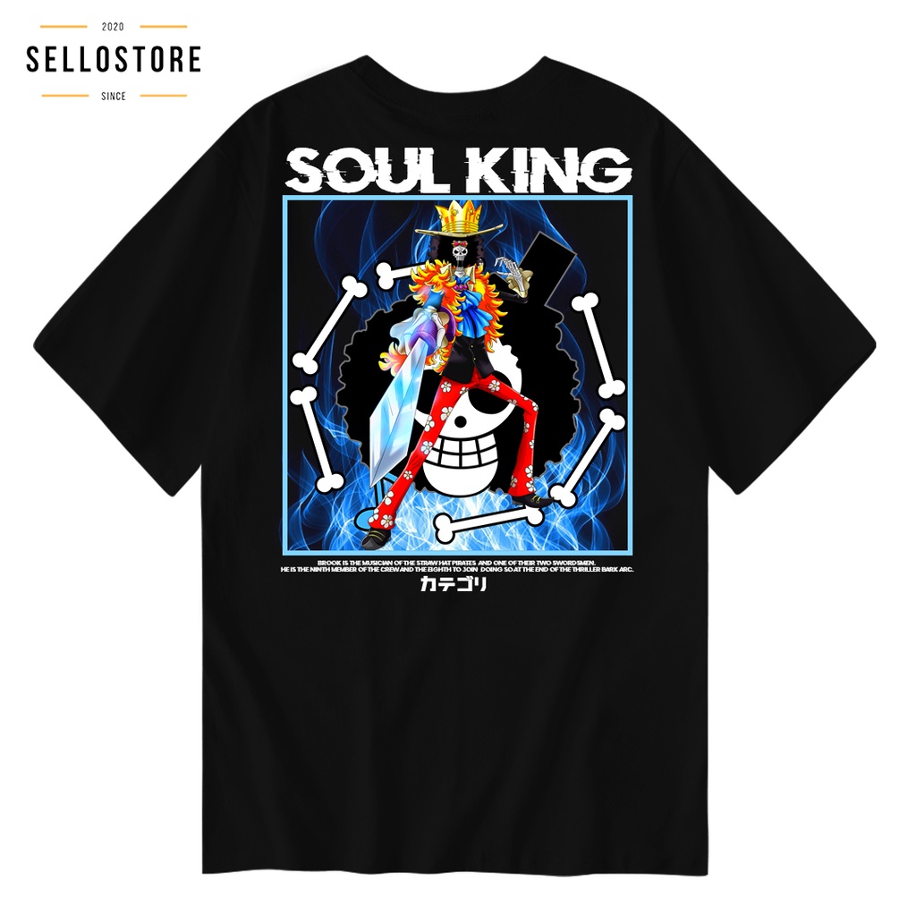เสื้อยืด พิมพ์ลายอนิเมะ One Piece BROOK THE SOUL KING สไตล์ญี่ปุ่น ...