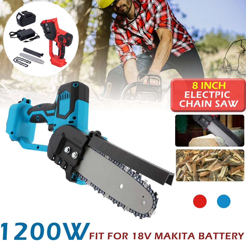 Cordless Electric Chain Saw 1200W 8 Inch Brushless Garden Woodworking ...