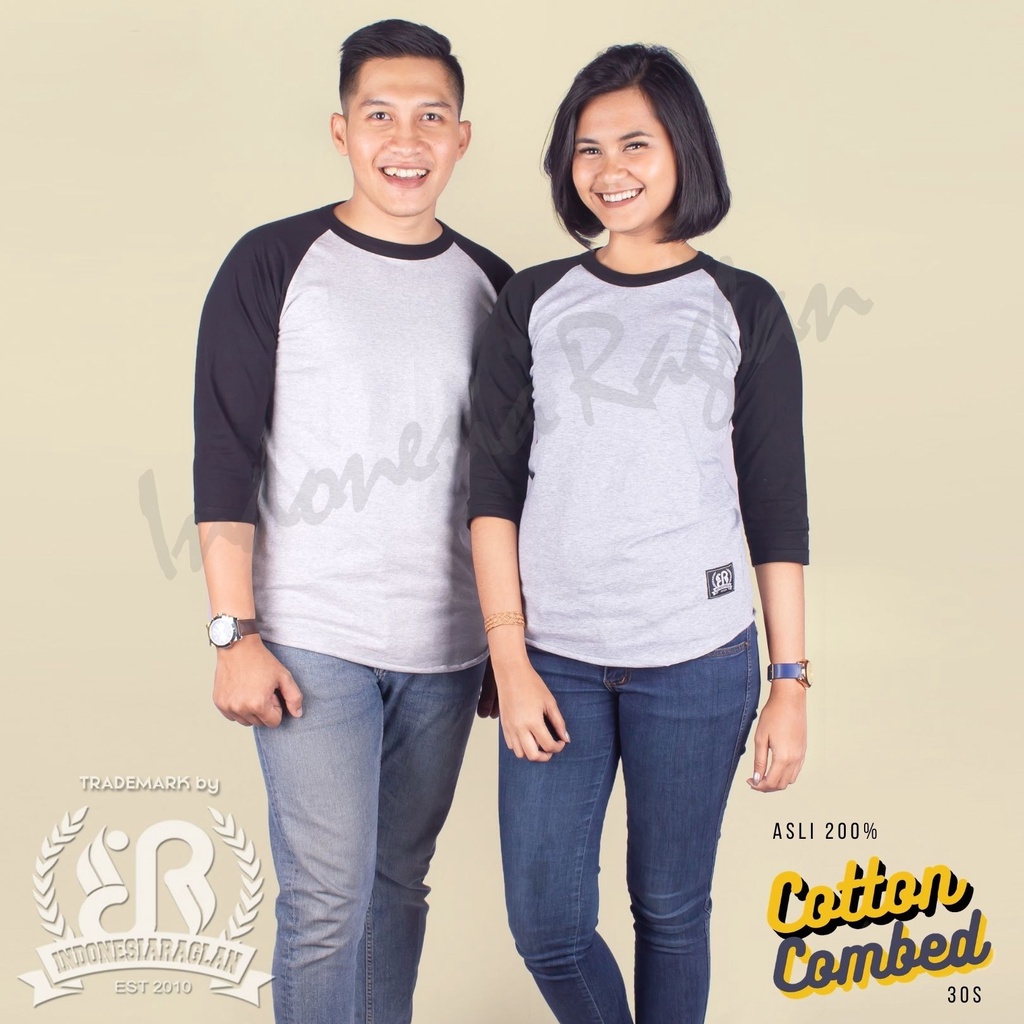 เสื้อยืดคู่รัก ลาย Raglan Indonesian Ash Misty - Black Hand 34 Long ...