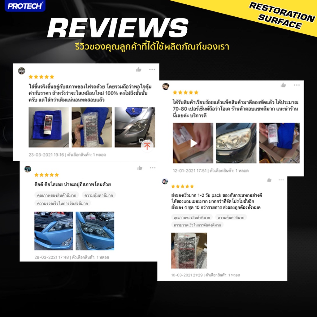 น้ำยาขัดไฟหน้ารถ ครีมขัดไฟหน้ารถ ลดคราบเหลืองProtech Headlight Lens Restorerใส่โค้ด PRTNOVL1 ลด ...