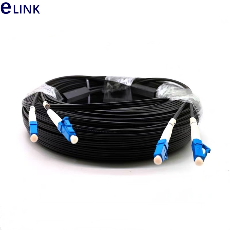 90M LCUPC 2 Cores Drop optic patch cord 3 steels 2C Outdoor single mode ...