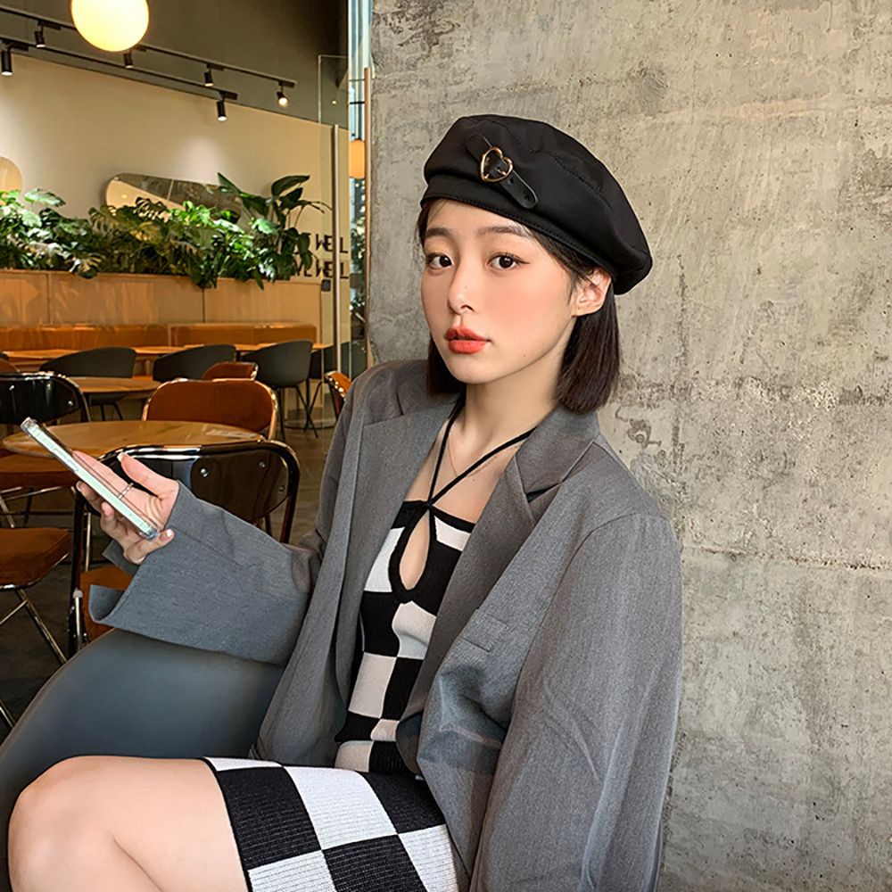 Twinkle1 หมวกเบเร่ต์โลหะสีดําระบายอากาศสไตล์ย้อนยุคสําหรับผู้หญิง - twinkle1.th - ThaiPick