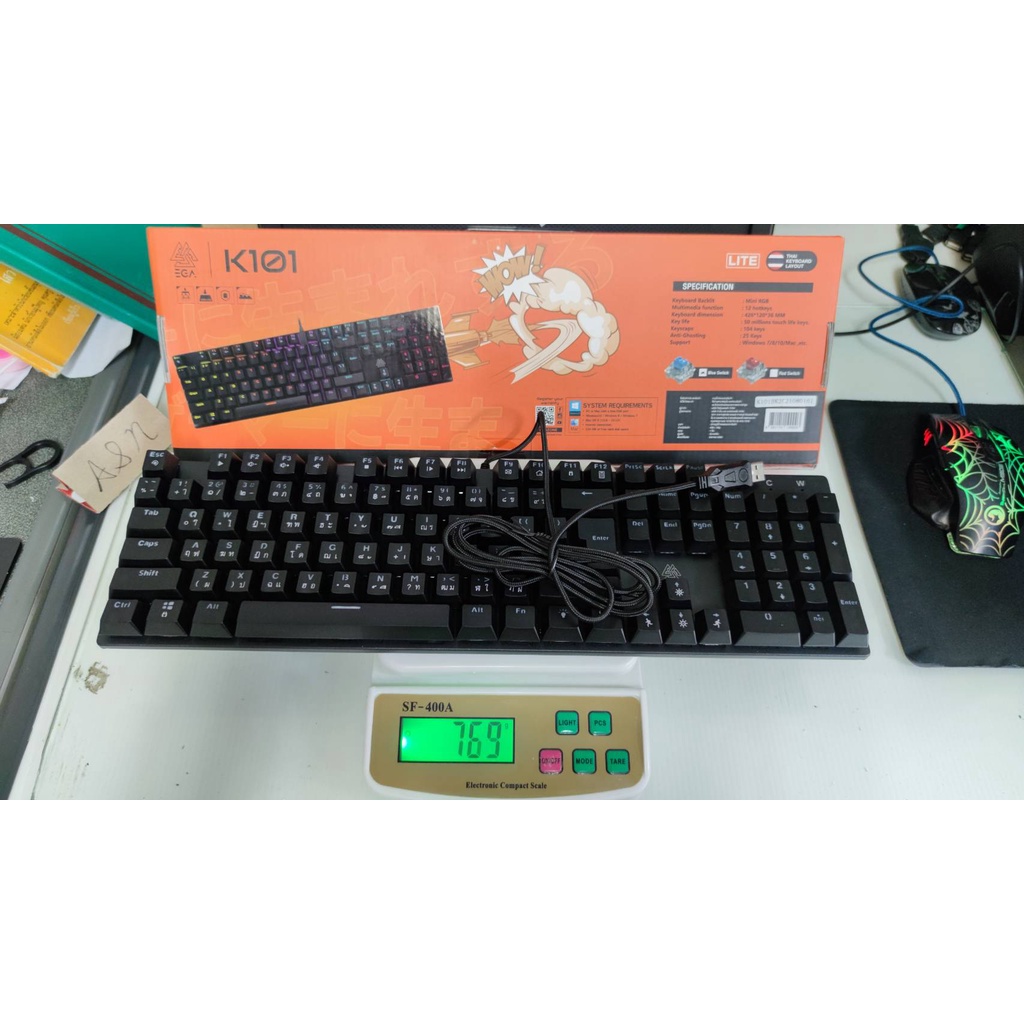 Keyboard Mechanical Gaming EGA K101 คีย์บอร์ดเกมมิ่ง คีย์บอร์ดมีไฟ Blue ...