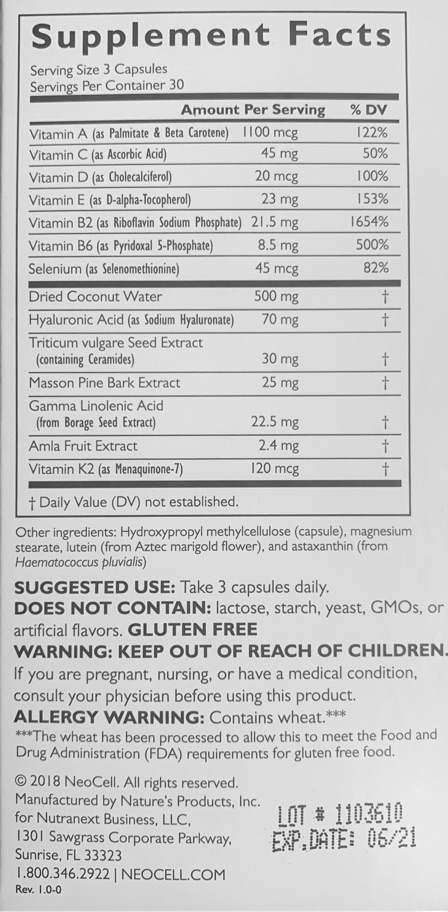 ลอตใหม่ Neocell Glow Matrix 90 capsules Advanced skin hydrator rapid ...