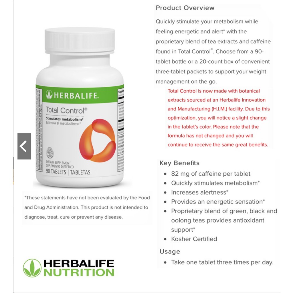 Herbalife Total Control (แบบซอง) Herbalife Total Control สลายไขมันเก่า ...