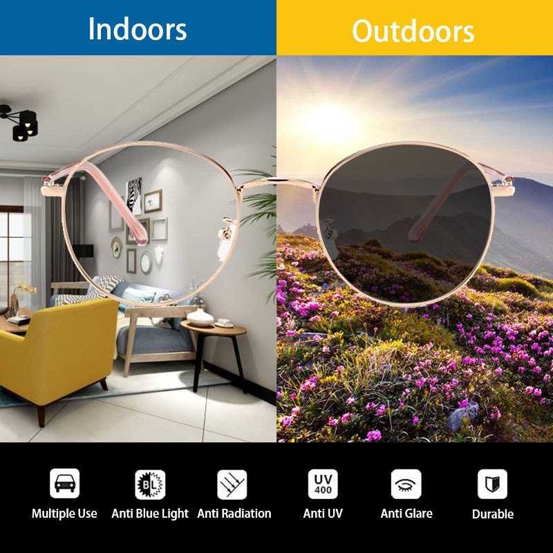 Fashion Photochromic Anti Radiation Eyeglasses For Women Men Sun ...