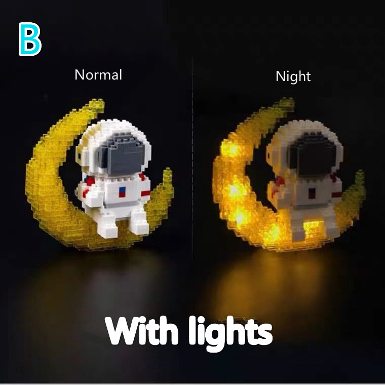 Building Model 3D Astronaut Building Blocks Toys Light Moon Astronaut ...