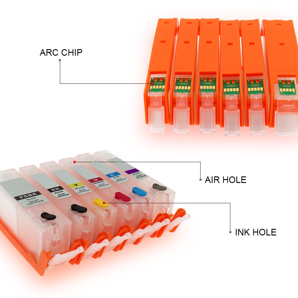 6pcs PGI-280 CLI-281 Refillable Ink Cartridge with ARC Chips PGI280 ...