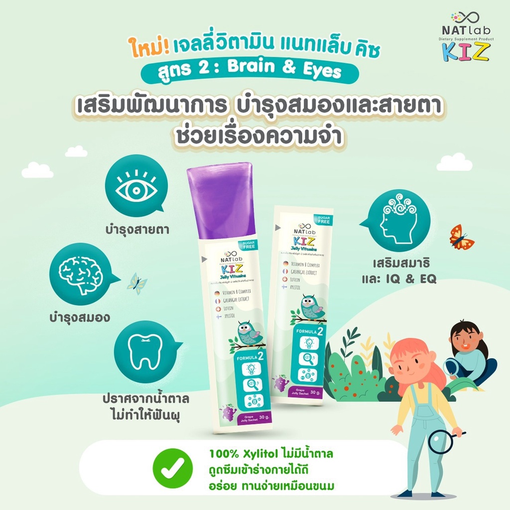 (1กล่อง) วิตามินเยลลี่ พกง่าย อร่อย เจลลี่วิตามิน NATlab Kiz แนทแล็บ ...