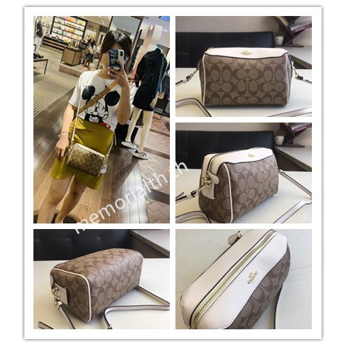 แท้พร้อมส่ง COACH โค้ชใหม่ขนาดเล็กกระเป๋าสะพายบอสตันถุงถังผู้หญิงในแนว ...