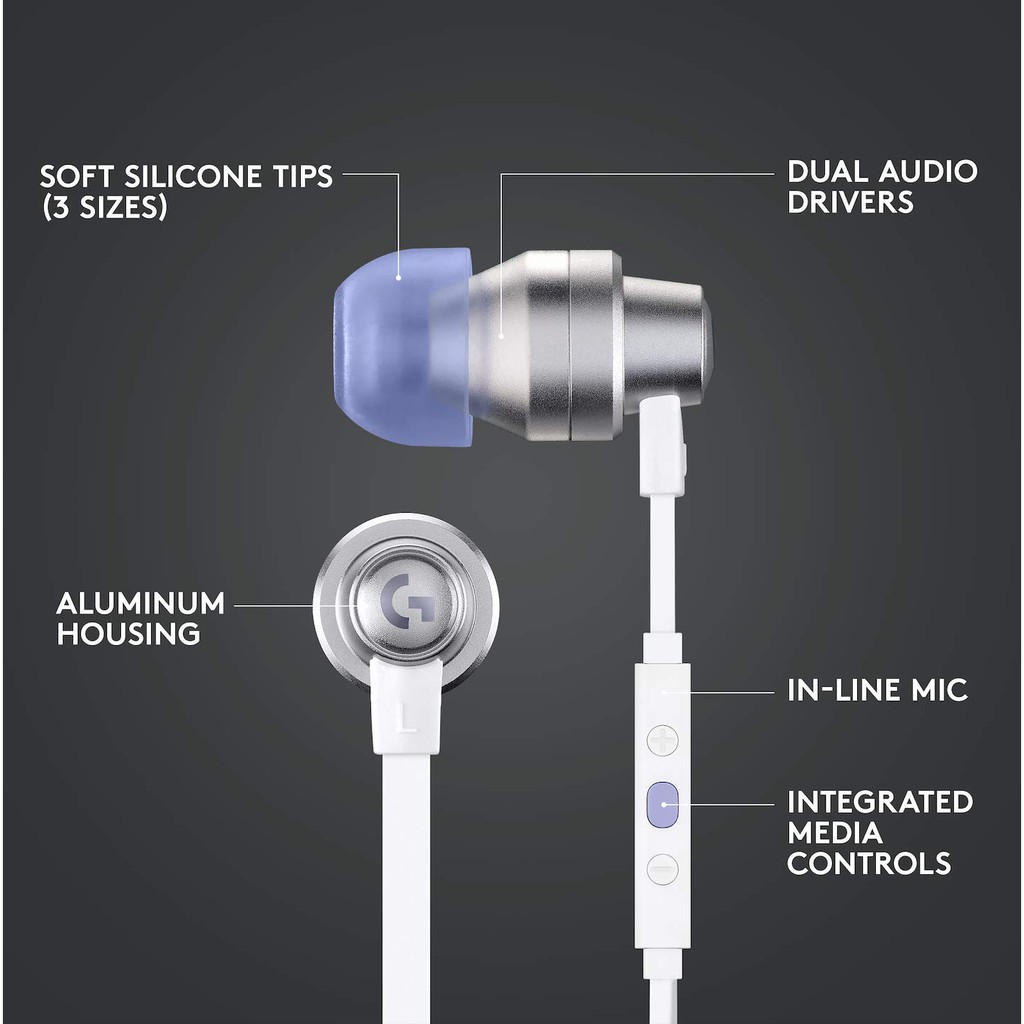 Logitech G333 GAMING EARPHONES in-Line Mic and Controls - White ( หูฟัง ...
