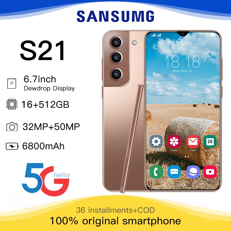 ขายดี???? โทรศัพท์มือถือ S21+5G ของแท้ สมาร์ทโฟน 6.7นิ้ว 16GB+512G โทรศัพท์ถูกๆ เมณูภาษาไทย ระบบ ...
