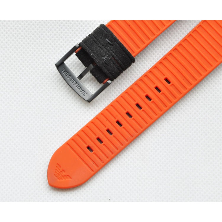 Ar11174 6046 6114 6113 สายนาฬิกาข้อมือยางสีดําสีส้มสําหรับผู้ชาย ...