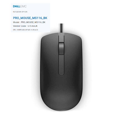 เมาส์ Dell MS116 USB DELL OPTICAL MOUSE MS116 - proof_shop - ThaiPick