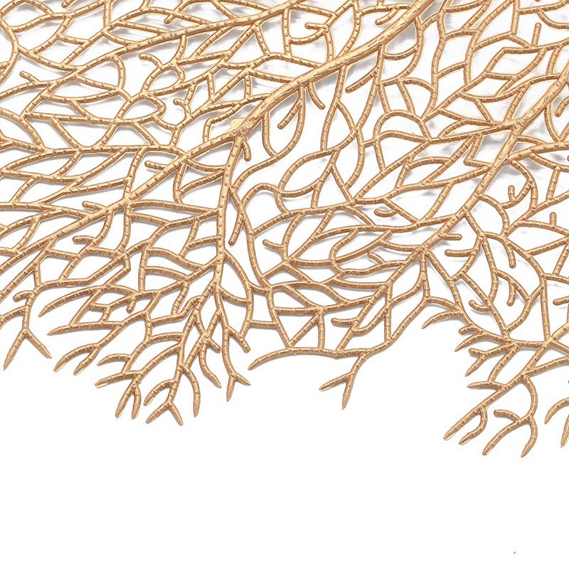 Metallic Leaf Placemats,Stain Resistant Washable PP Mats,Non-Slip Place ...