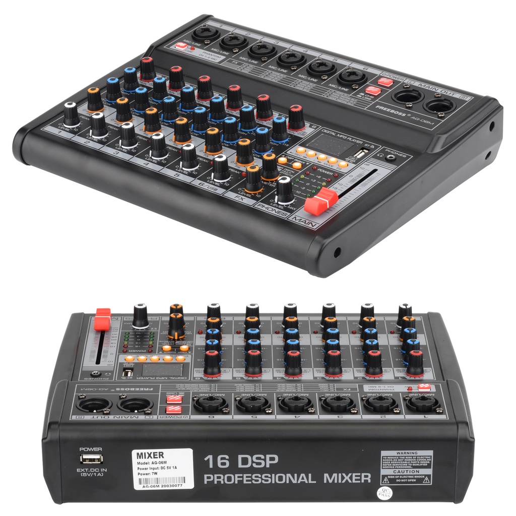 การ์ดเสียงFreeboss AG06M Sound Card Mixing Console 48V hantom ower 16 ...