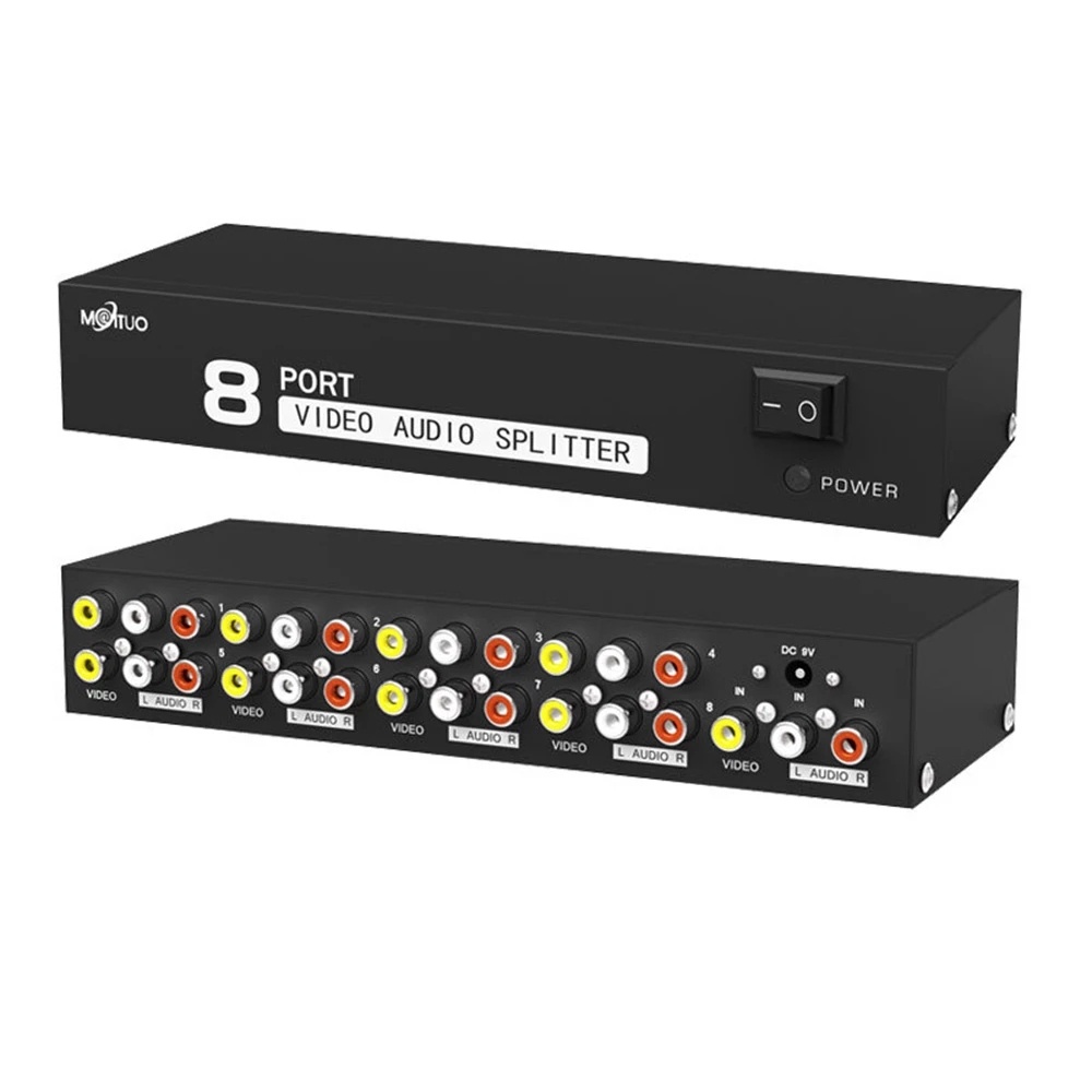 กล่องแยกวิดีโอ AV 1x4 1x8 DVD HDTV RCA 1 เป็น 8 out RCA 1 in 4 RCA ...