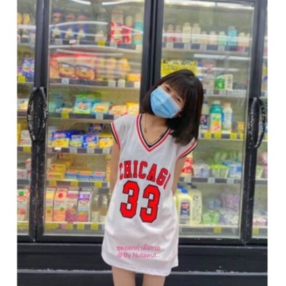 เสื้อบาส ชายหญิง ฟรีไซส์ SMLXL ใส่ได้ ทรงโอเว่อร์ไซส์ตัวใหญ่ (รอบอกยืดได้ถึง 36-42 ยาว 29 ...