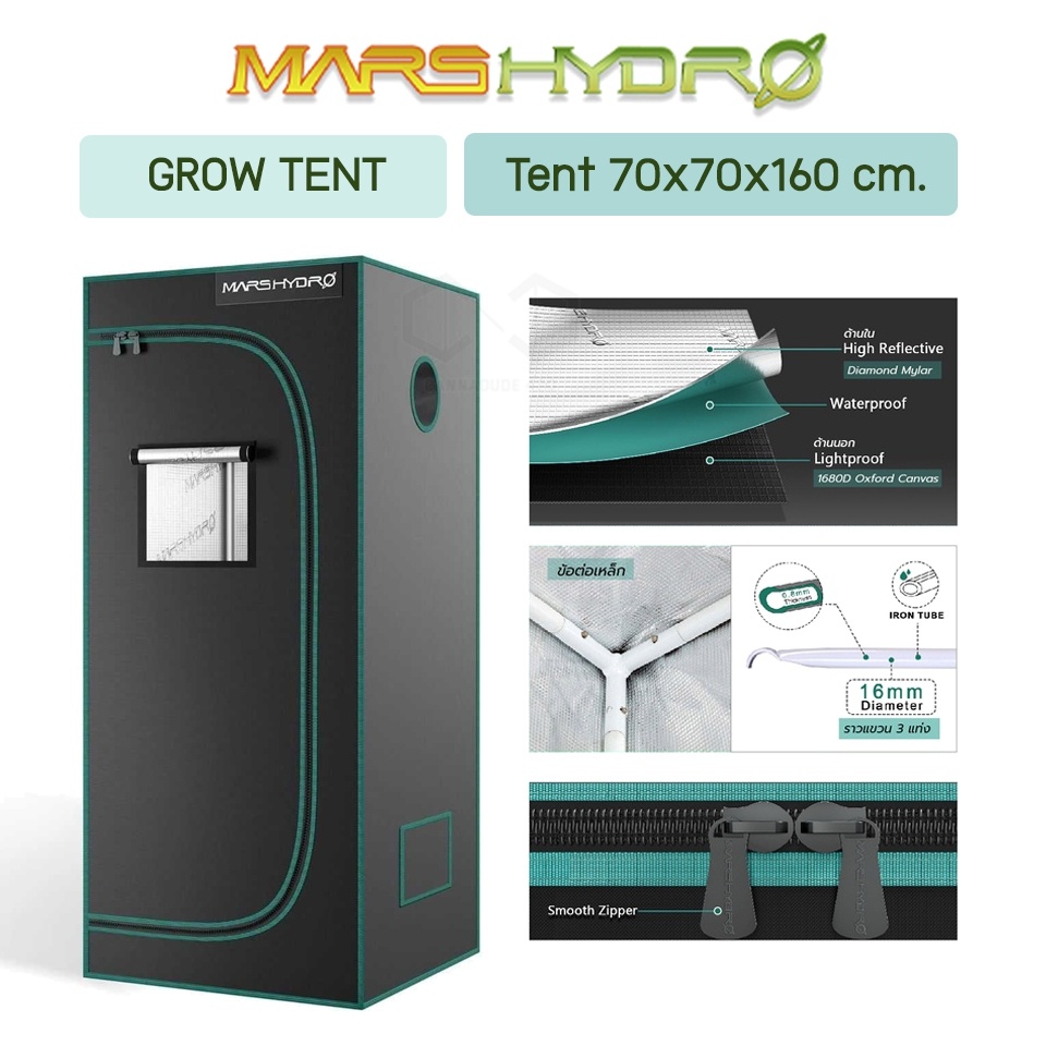 ส่งฟรี เต้นท์ปลูกต้นไม้คุณภาพจาก Mars Hydro ขนาด 7070160cm Hydroponic Grow tent จัดส่งไว เต็นท์ ...