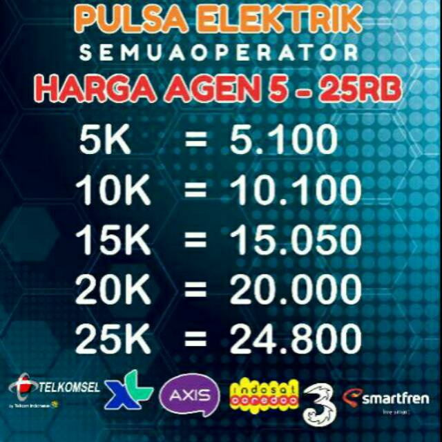 Pulsa Regular ALL OPERATOR 5000-25000 เทเลคอมแซต XL AXIS THREE ...