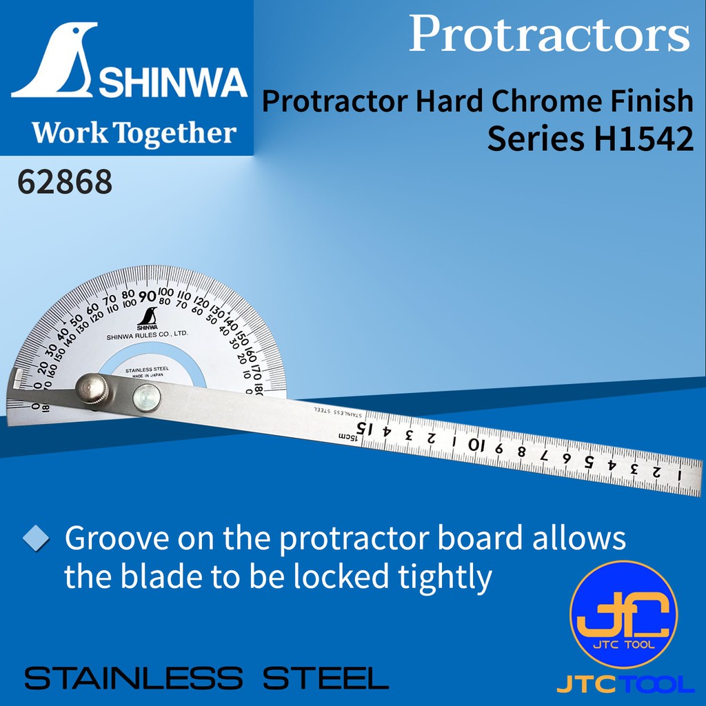 Shinwa ครึ่งวงกลมวัดองศา - Stainless Steel Protractor No.62868 | Shopee ...