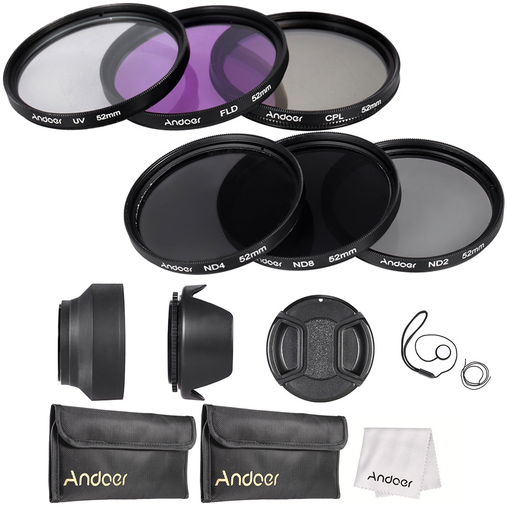 Andoer 52mm UVCPLFLDND Lens Filters Kit for Camera with Photography ...