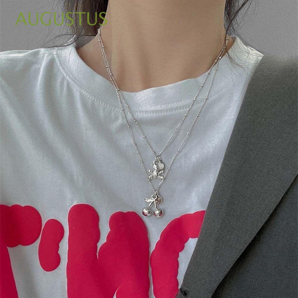 AUGUSTUS Cute Bear Necklace Sweet Fashion Jewelry Women Clavicle Chain ...
