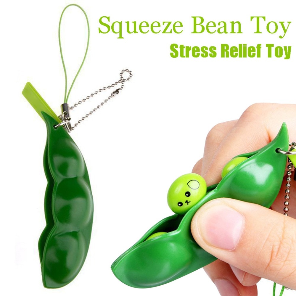 Fun Squishy Infinite Squeeze Edamame Bean Pea Expression Chain Key ...