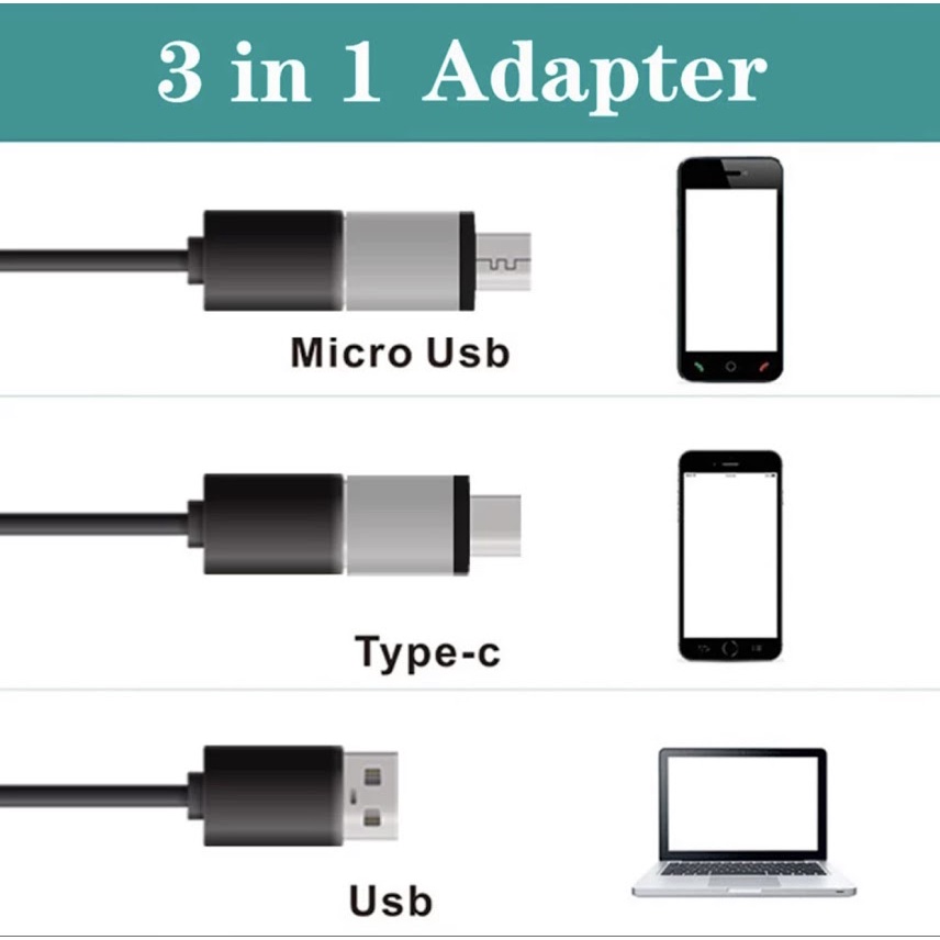 พร้อมส่งจากไทย 3 In 1 แบบพกพาHD 1600X 2MPกล้องจุลทรรศน์ 8 LED Micro USB Type-Cดิจิตอลแว่นขยายแบบ ...
