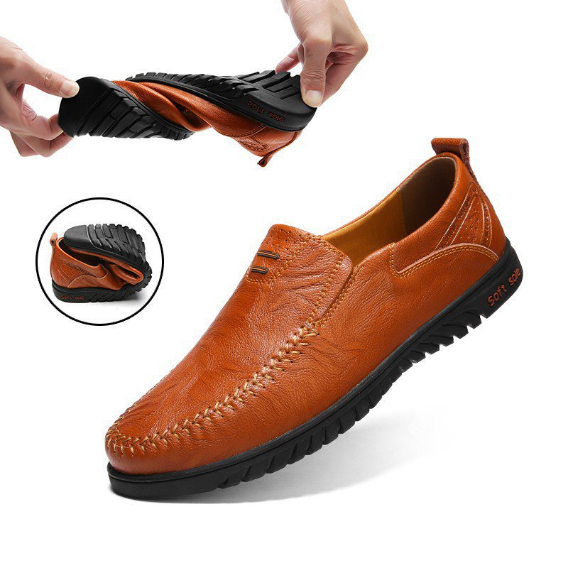 Men's Premium Genuine Leather Casual Slip on Loafers Breathable Driving ...