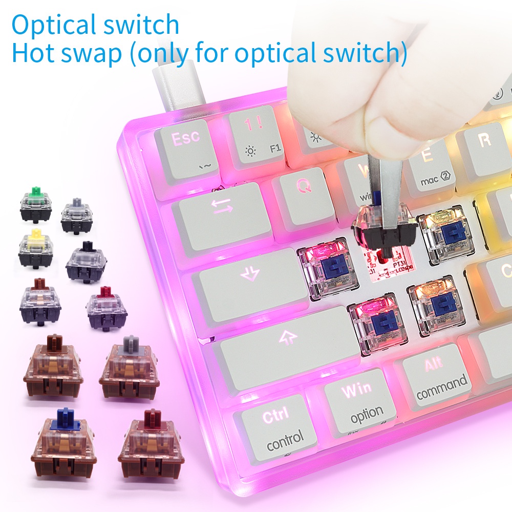 [SKYLOONG] Transparent bottom shell RGB mechanical keyboard V2-GK61 ...