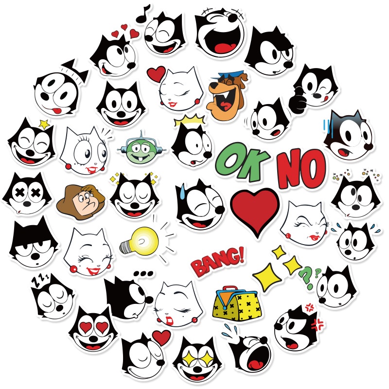 40pcs Felix the Cat Cute Cartoon Waterproof Scrapbook Stickers | Shopee ...
