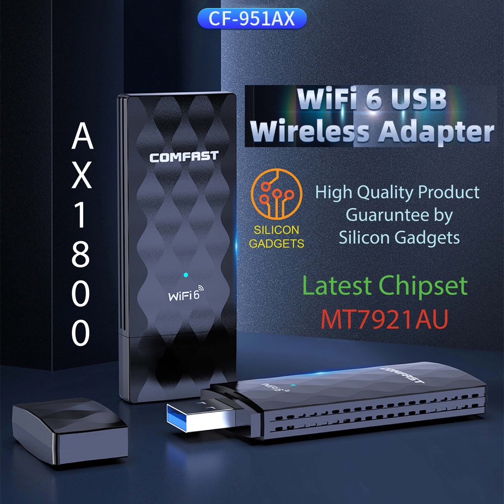 USB Wifi6 Adapter AX1800 Comfast CF-951AX 2.4GHz/5GHz Dual Band USB 3.0 Wireless Adapter ...