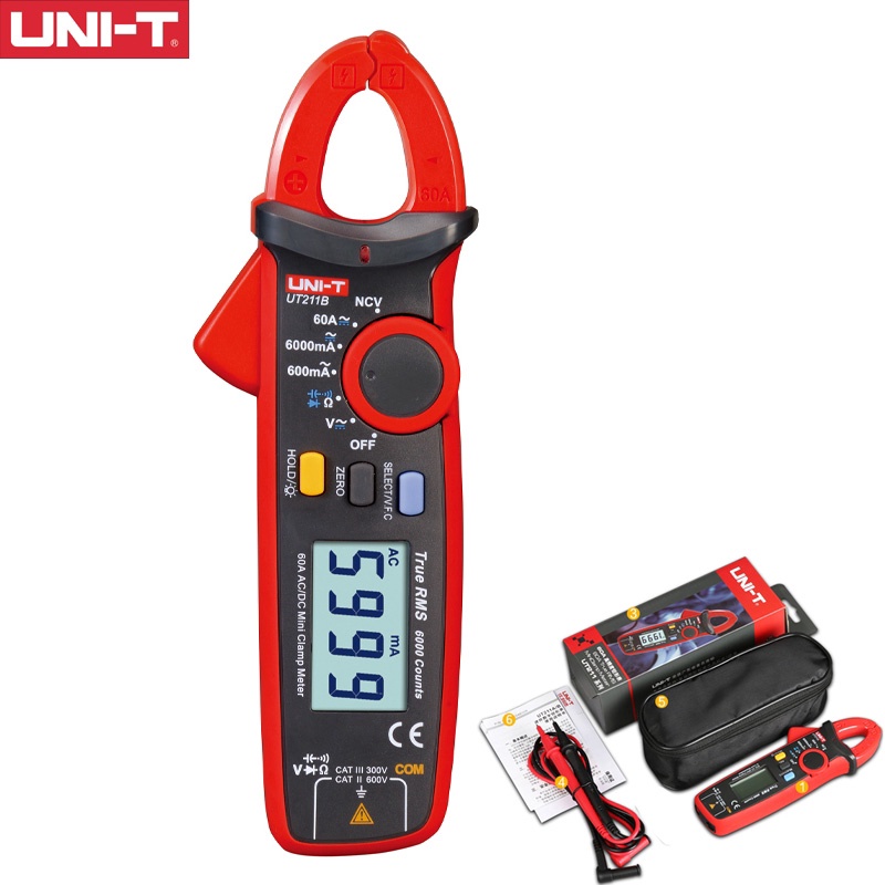 UNI-T UT211B 17mm ขนาดขากรรไกร มินิแคลมป์มัลติมิเตอร์ (AC DC-600V) (AC ...
