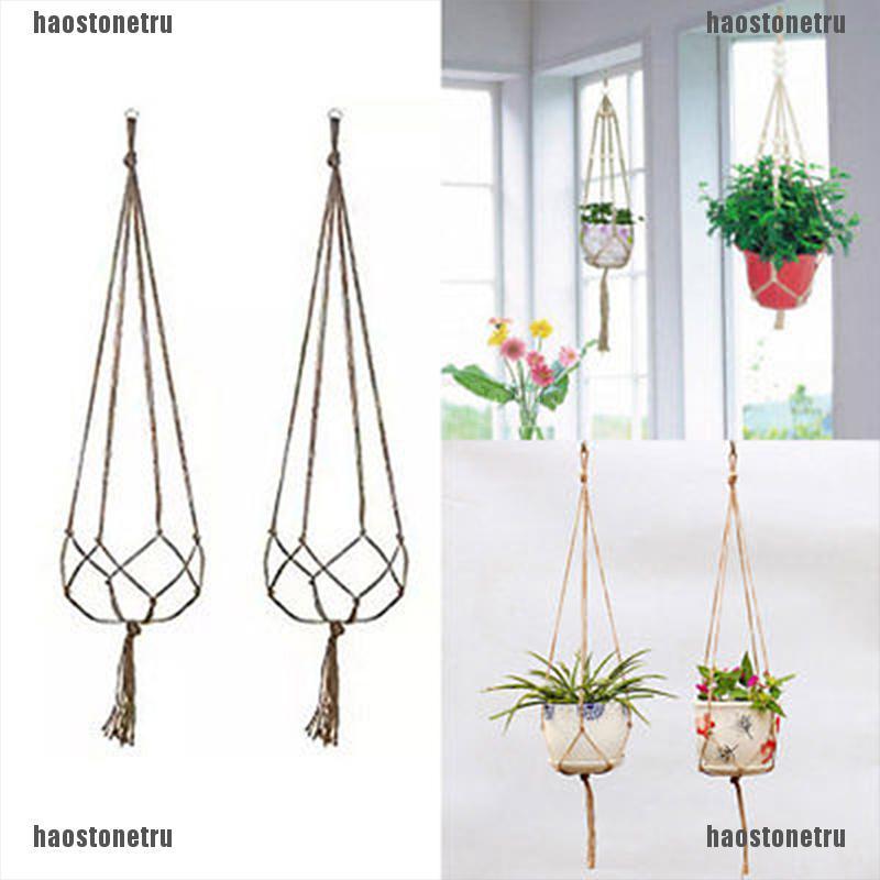 (etru)Hemp Rope New Braided Hanger Pot Green Plant Hanging Rope Basket ...