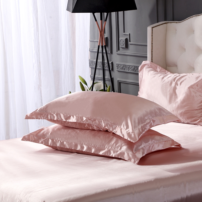 100% Silk Summer 4pcs Smooth Light Pink Bedding Set Bedsheet Flat ...