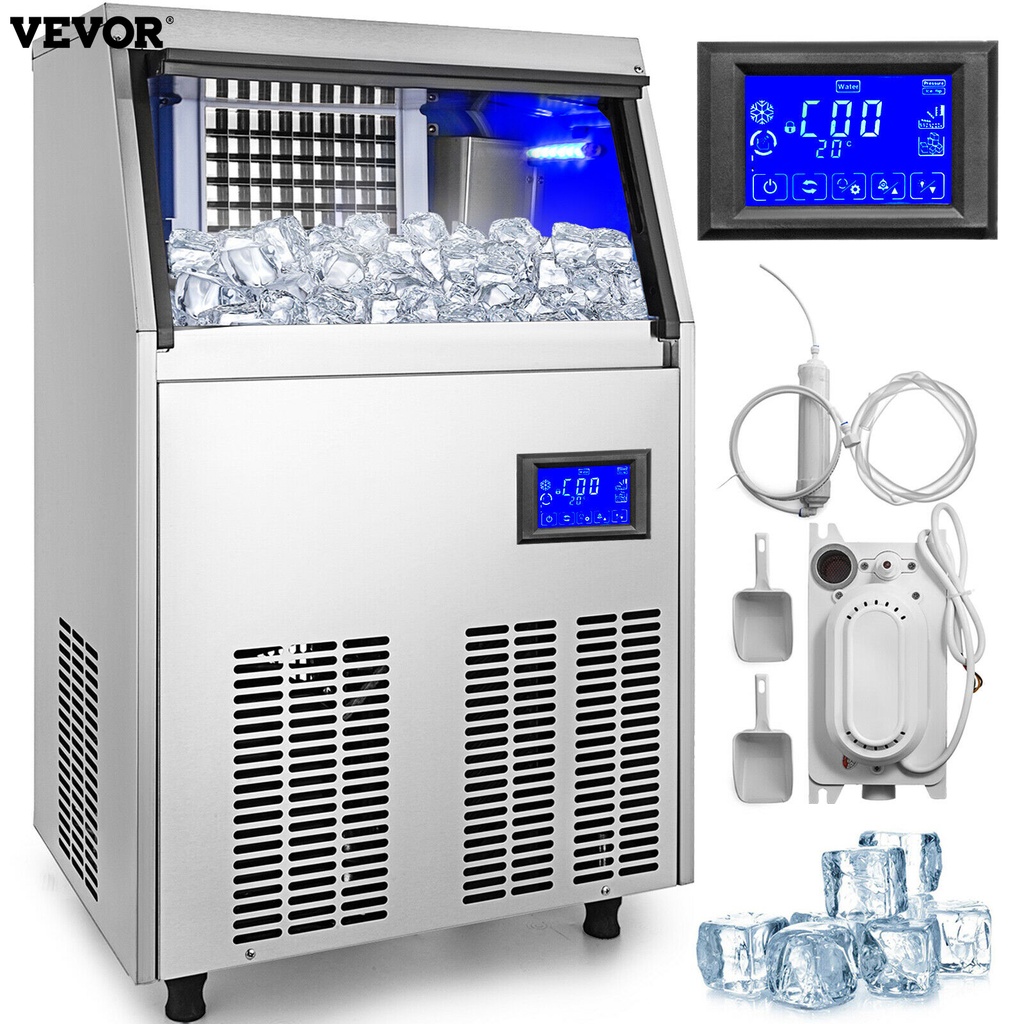 เครื่องทำน้ำแข็งVEVOR Ice Cube Maker Machine 70Kg155Lbs Automatic Water ...