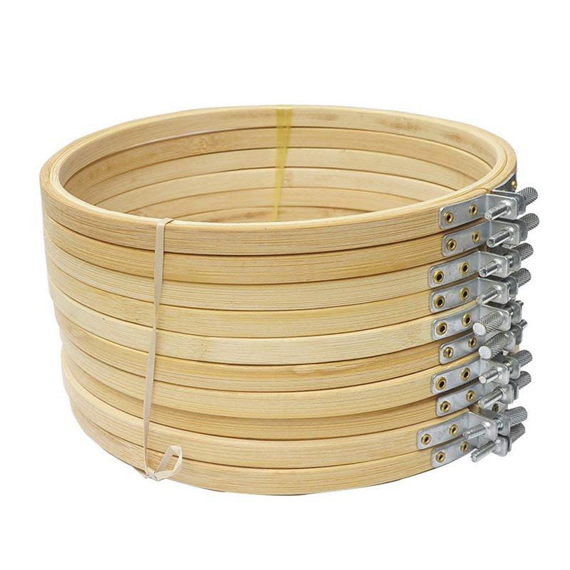 10 Pieces 6.7inch 17cm Round Wooden Embroidery Hoops Set QUPL ...