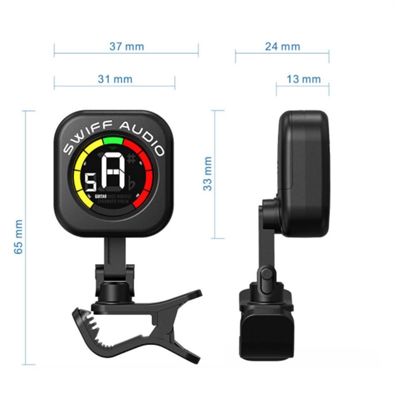 SWIFF AUDIO Guitar Tuner, Clip-on Tuner, 360 Degree Rotating ...