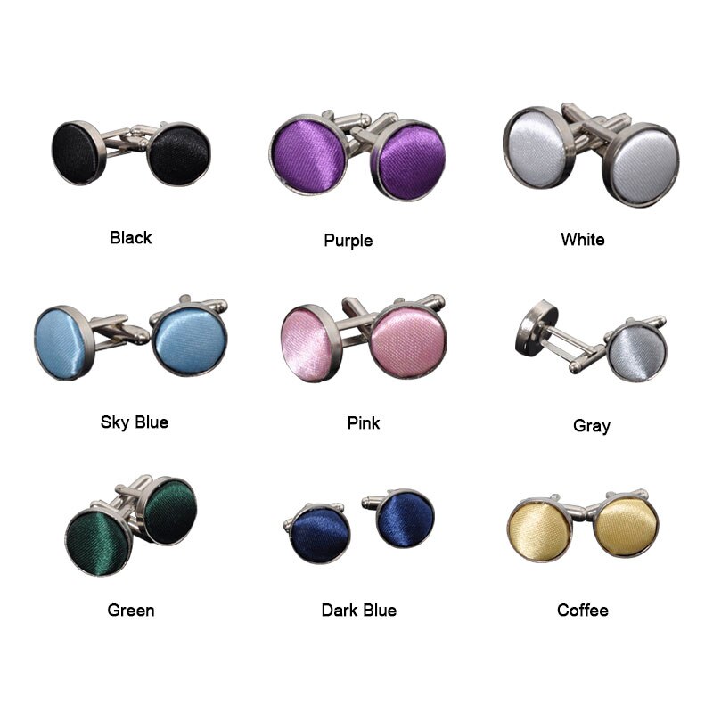 Mens metal solid color round cufflinks French cufflinks fashionable and ...